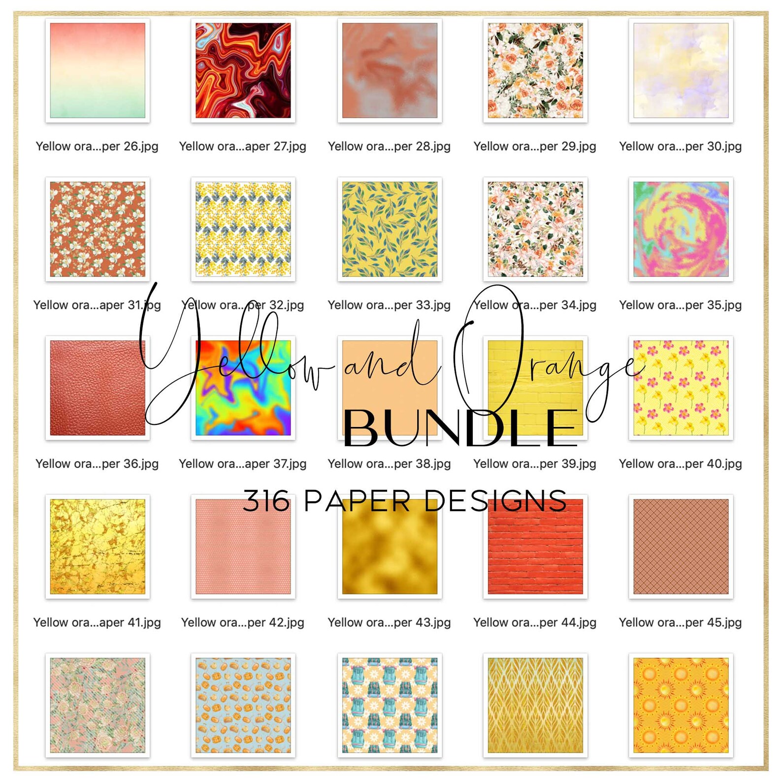 Yellow and Orange BUNDLE Digital Paper Yellow Wallpaper - Etsy