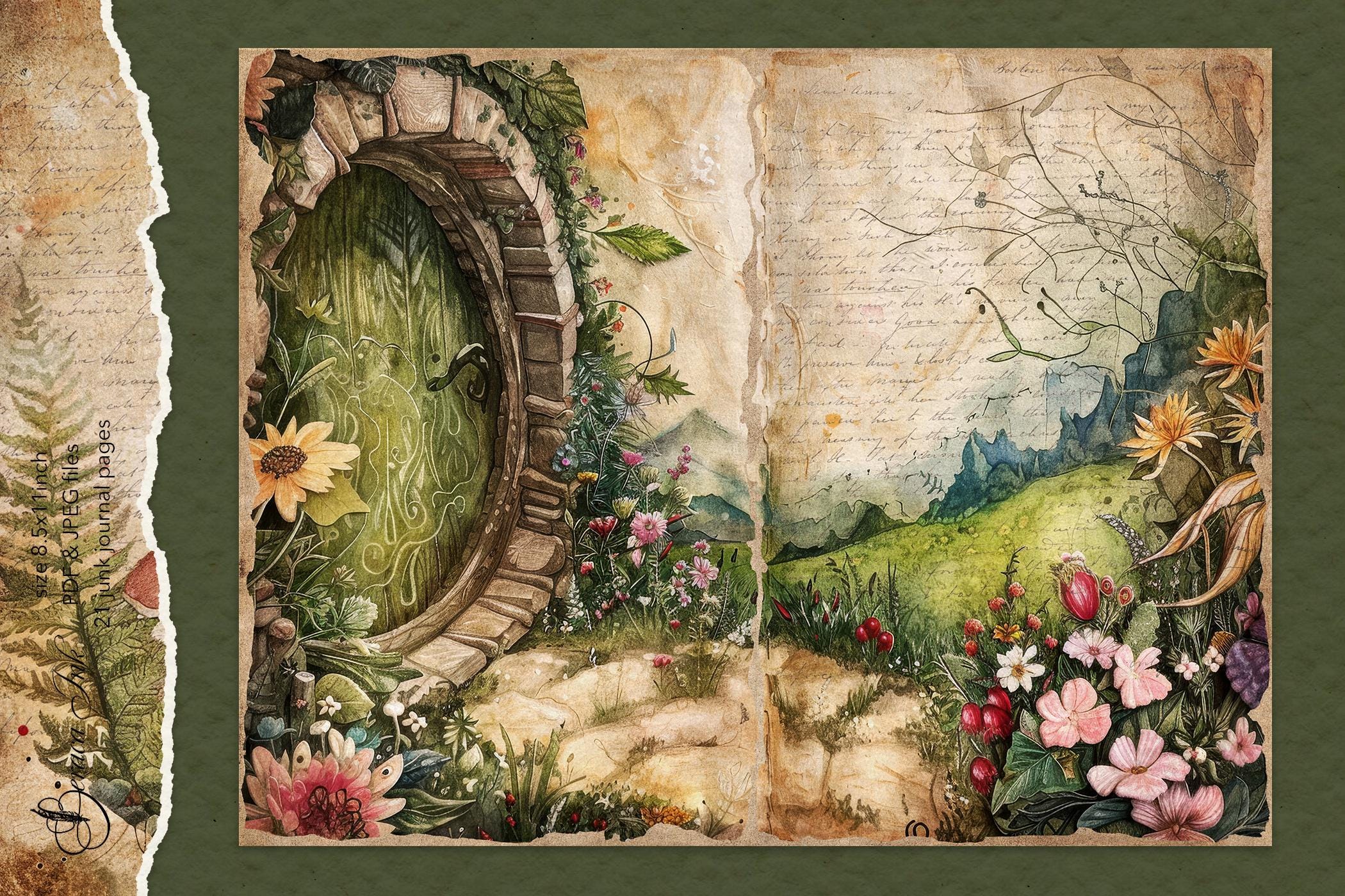 Hobbit House Garden Journal Pages, Hobbit Junk Journal, Forest Digital ...