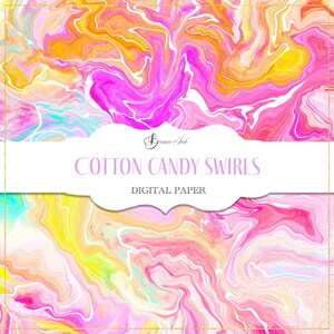 Cotton Candy Swirls Digital Paper, Marble Pattern, Pastel Background ...