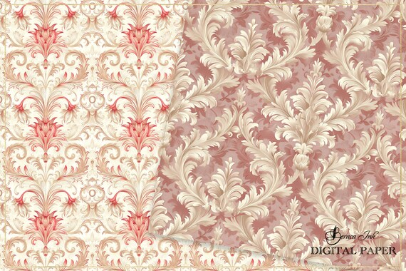 Pink Baroque Pattern Wallpaper