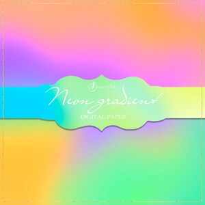 Neon Gradient Digital Paper, Gradient Pattern, Rainbow Ombre, Neon ...