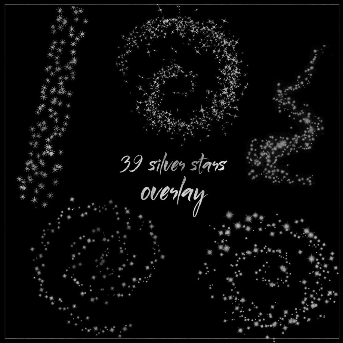 Silver Stars Clipart, Silver Star Overlay, Silver Glitter Stars, Starry ...