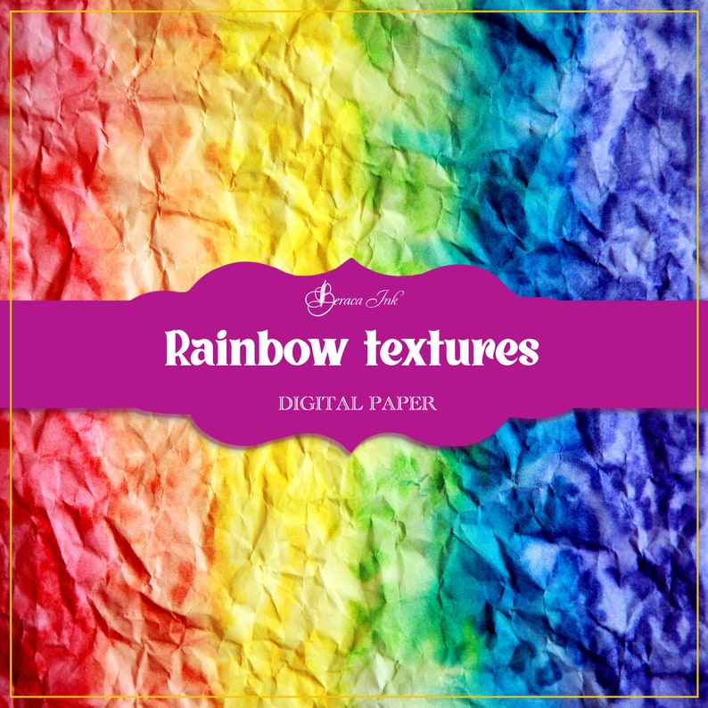 Rainbow Textures Digital Paper, Watercolour Rainbow, Colorful ...