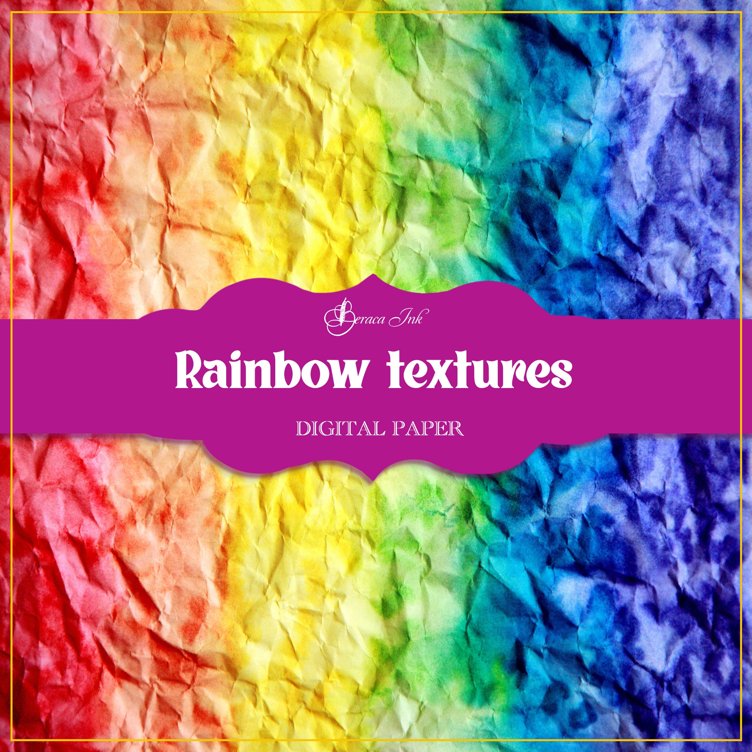 Rainbow Textures Digital Paper Watercolour Rainbow Colorful - Etsy