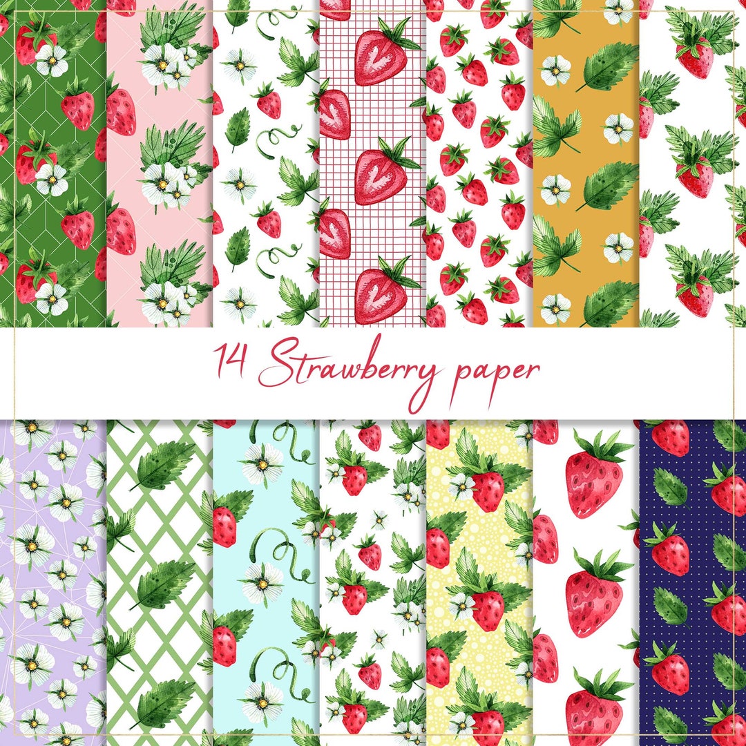 Strawberry Digital Paper, Seamless Pattern, Strawberry Background ...