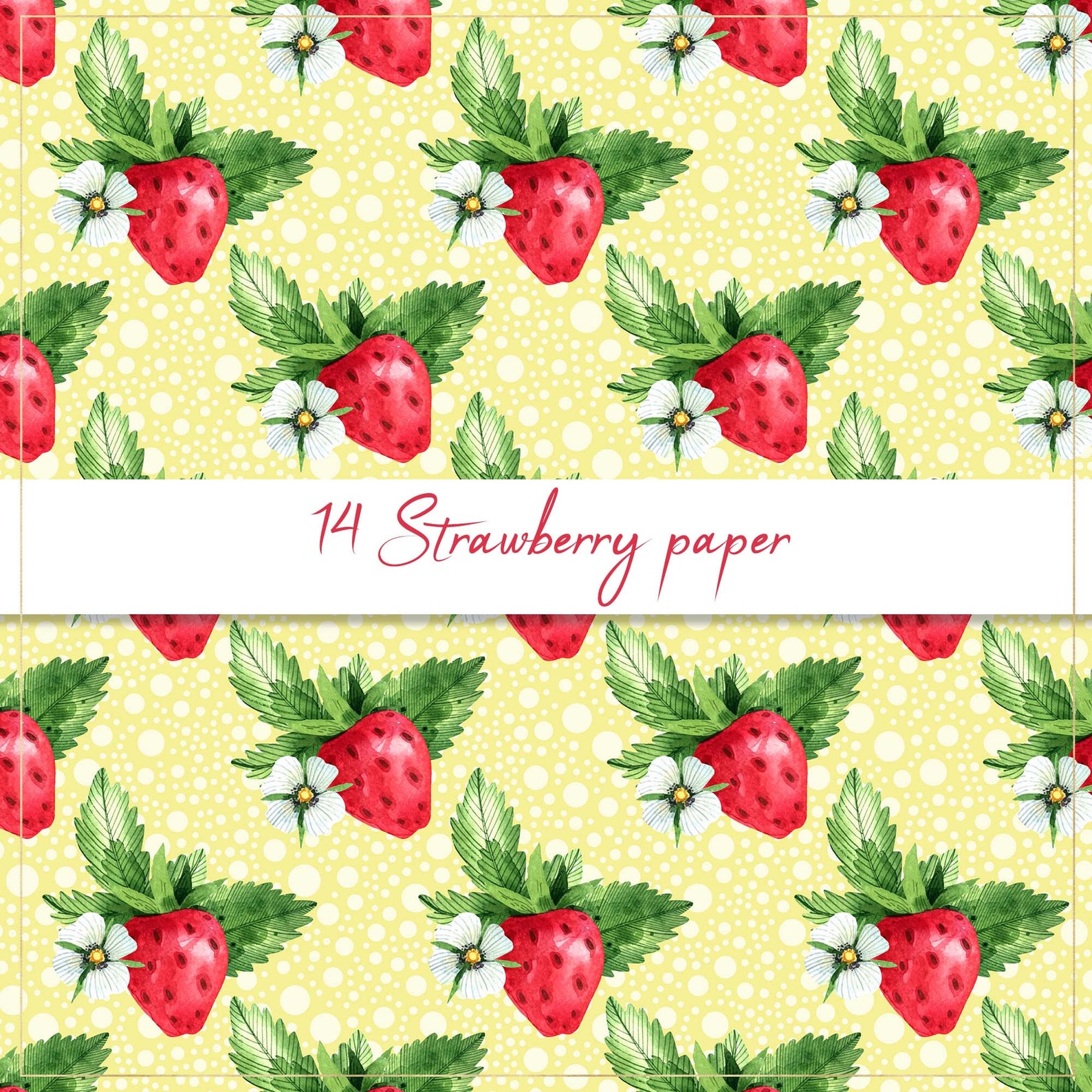 Strawberry digital paper seamless pattern strawberry | Etsy