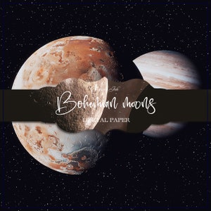 Bohemian Moons Digital Paper, Galaxy Backdrop, Space Paper, Boho ...