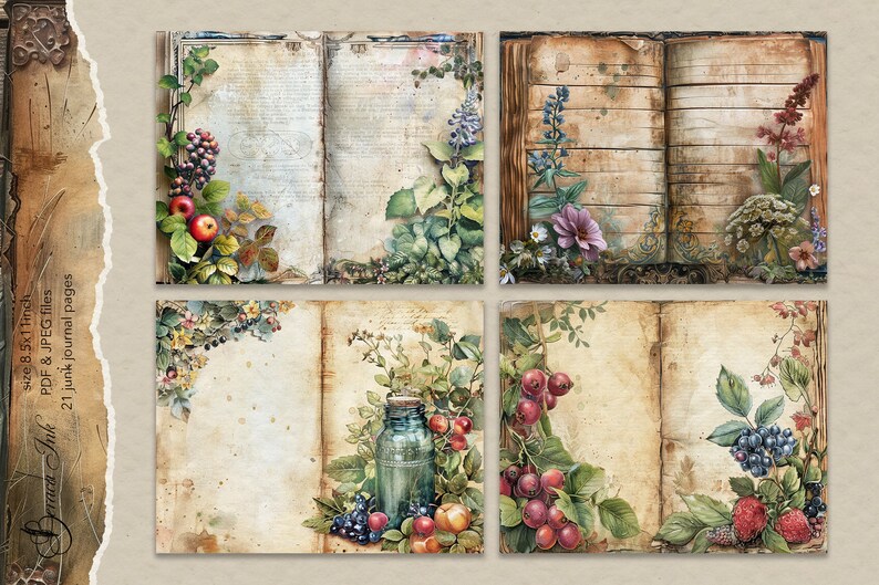 Vintage Farm Journal Pages, Rustic Digital Journal, Thanksgiving ...