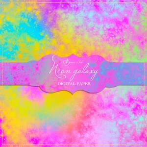Neon Galaxy Digital Paper, Clouds Pattern, Rainbow Background, Abstract ...