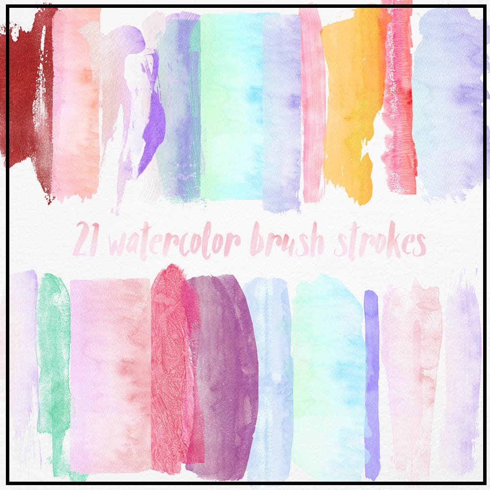 Pink Watercolor Brush Strokes Pink Watercolor Clipart Green - Etsy