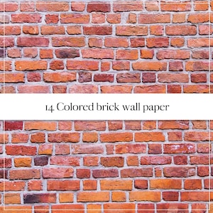 Colored Brick Wall Digital Paper, Brick Background, Red Brick, Rainbow ...