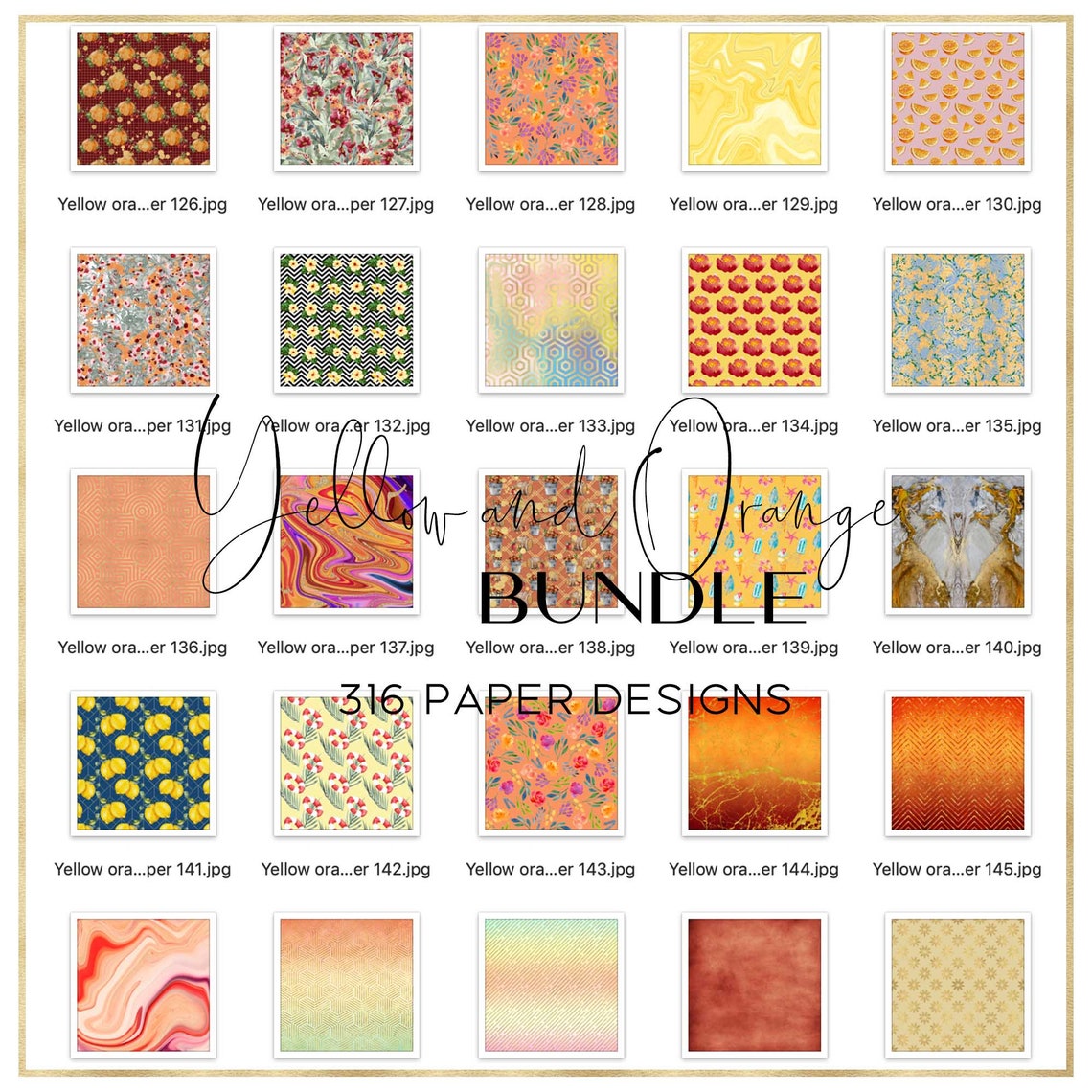 Yellow and Orange BUNDLE Digital Paper Yellow Wallpaper - Etsy