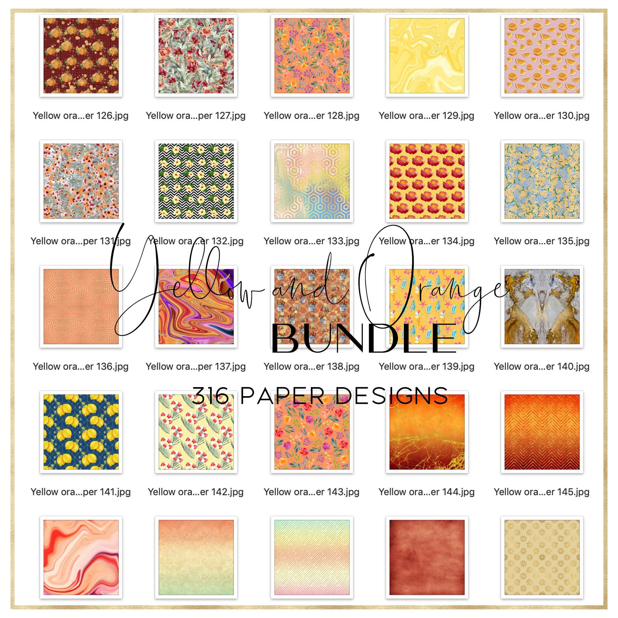 Yellow and Orange BUNDLE digital paper yellow wallpaper | Etsy