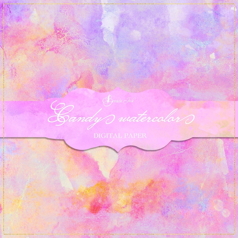 Candy Watercolor Digital Paper, Rainbow Colors, Watercolor Galaxy, Pink ...