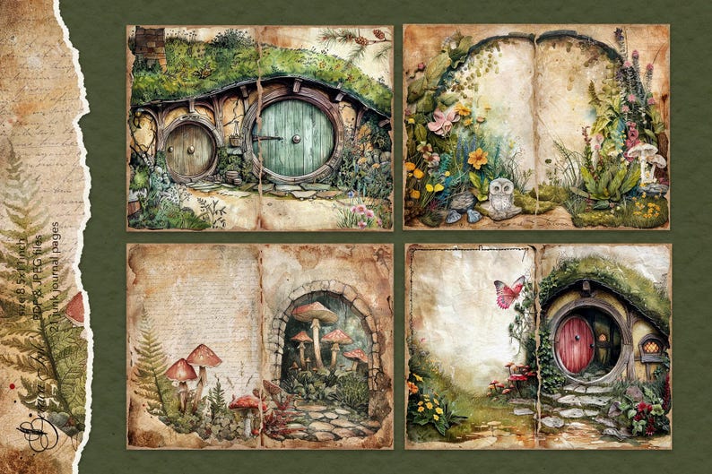 Hobbit House Garden Journal Pages, Hobbit Junk Journal, Forest Digital ...
