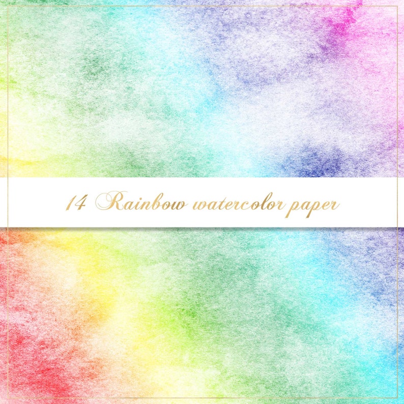 Rainbow Watercolor Digital Paper Ombre Background Rainbow - Etsy