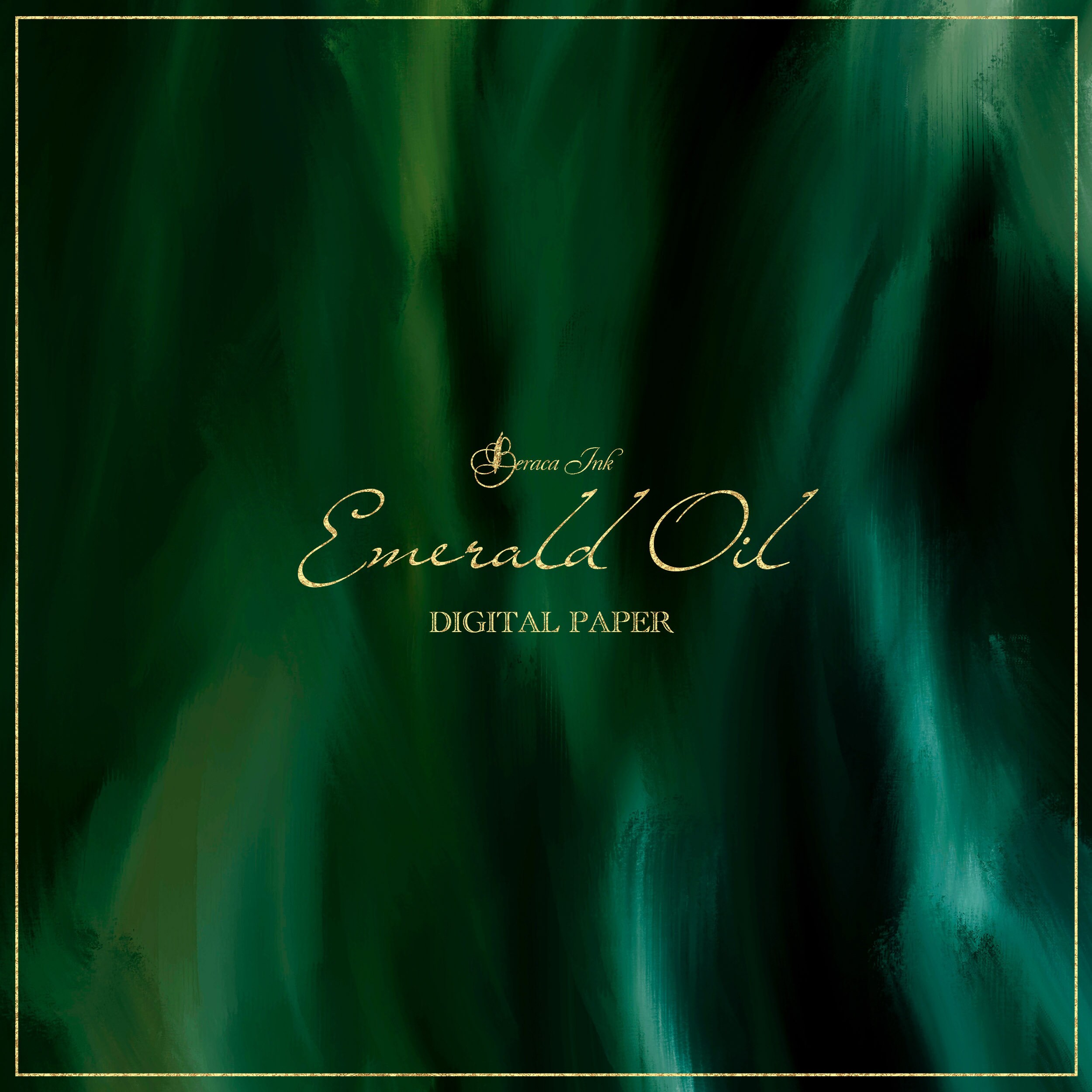 Emerald Oil Digital Paper Oil Paint Strokes Emerald | Etsy