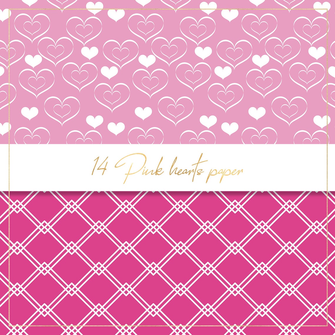 Pink Hearts Digital Paper Seamless Pattern Valentine - Etsy UK