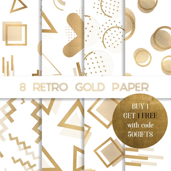 Retro gold digital paper 8 Gold paper glitter paper | Etsy