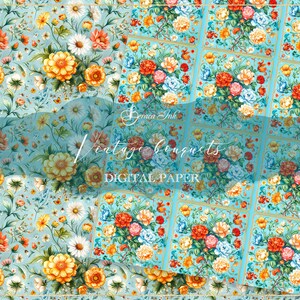 Vintage Bouquets Digital Paper, Seamless Flower Pattern, Old Floral ...