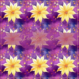 Purple Winter Digital Paper, Seamless Pattern, Pink Snowflakes, Winter ...