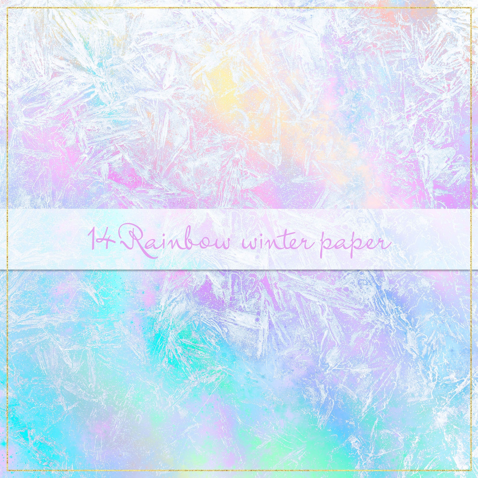 Rainbow Winter Digital Paper, Pastel Christmas, Snowflakes Background ...
