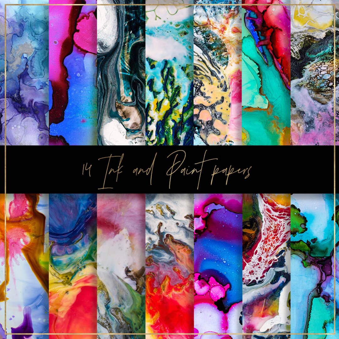 Ink and Paint Digital Paper, Watercolor Digital Paper, Liquid Paint ...