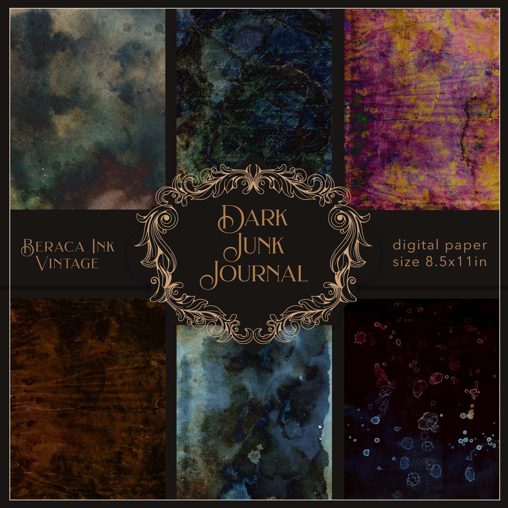 Dark Junk Journal Digital Paper LETTER SIZE Vintage - Etsy
