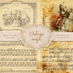 Vintage Music Digital Paper, LETTER SIZE Scrapbook, Music Sheet ...