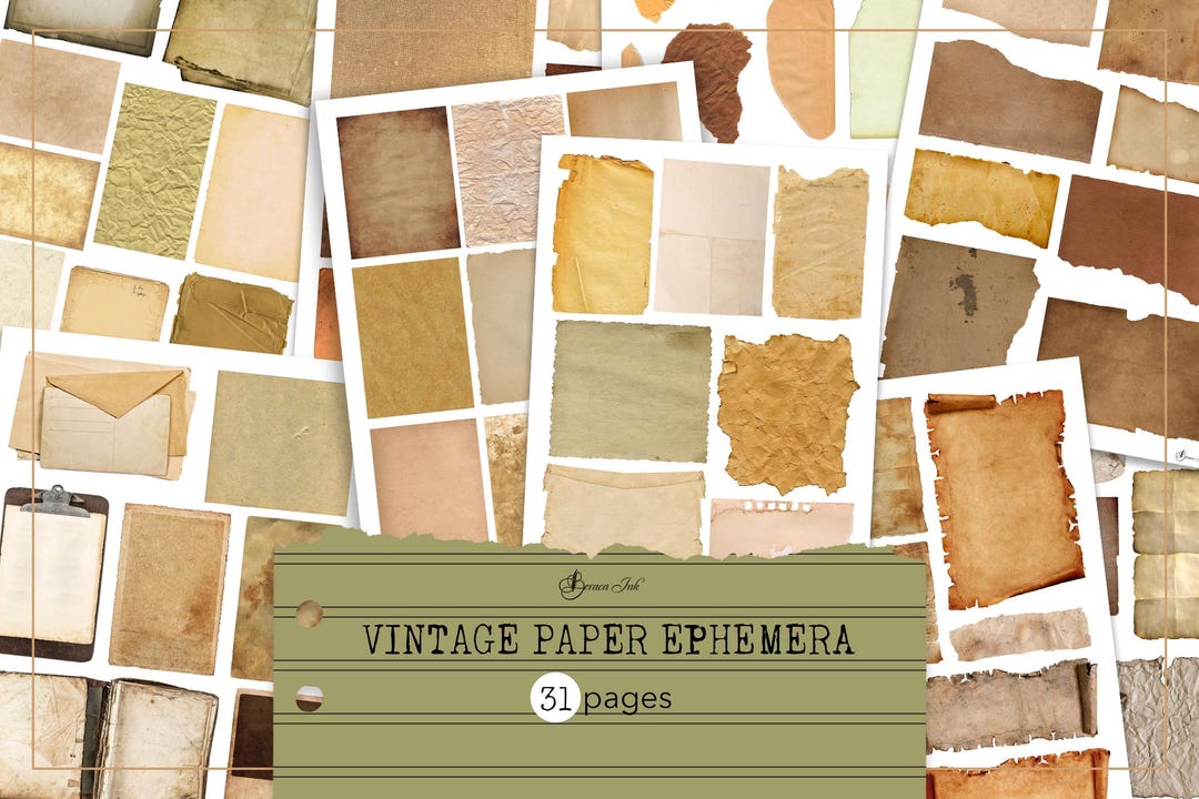Vintage Paper Ephemera, Old Documents Junk Journal, Printable Vintage ...