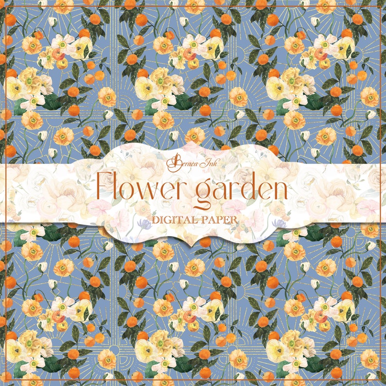Flower Garden Digital Paper Seamless Pattern Bohemian - Etsy