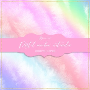 Pastel Rainbow Watercolor Digital Paper, Gradient Wallpaper, Ombre ...