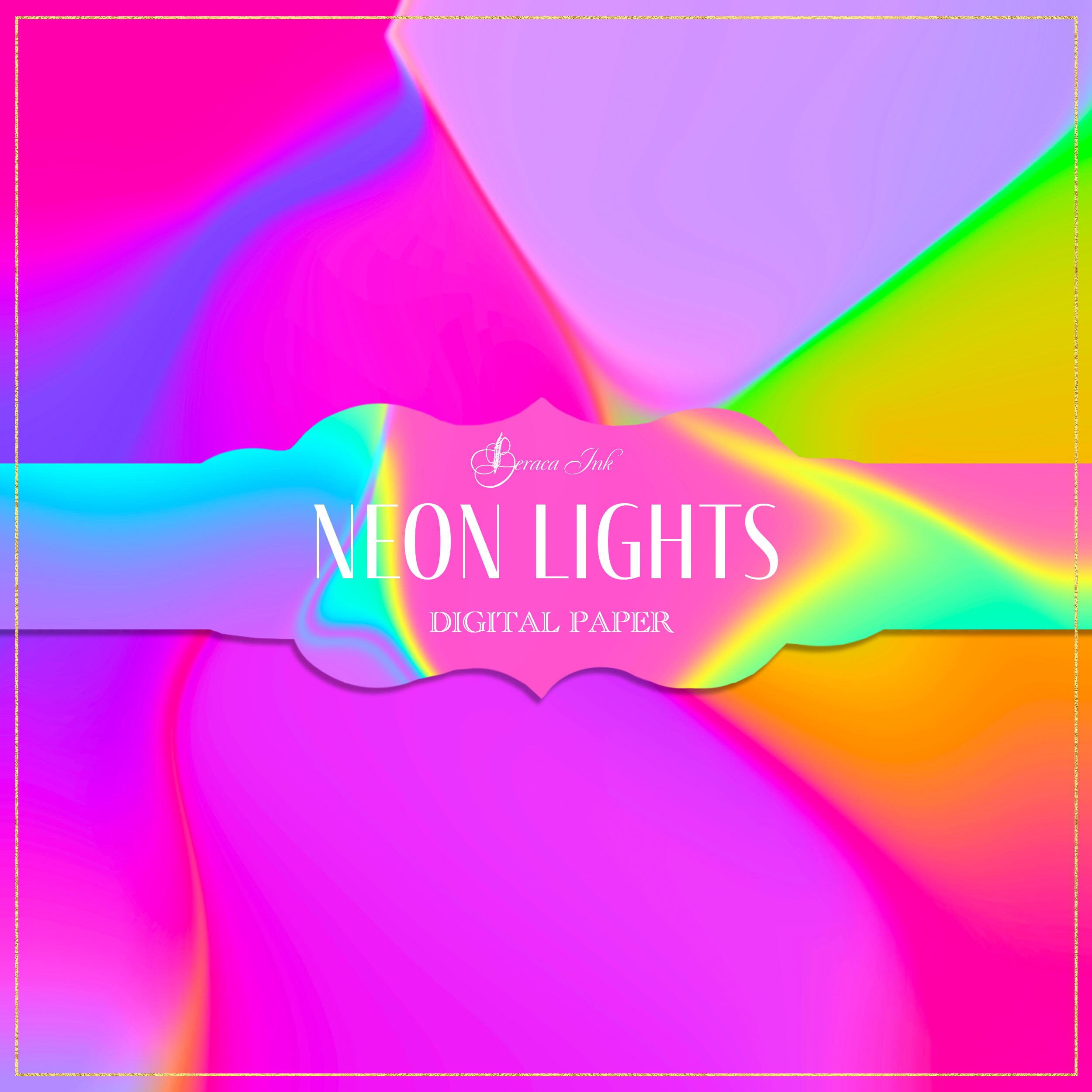 Neon Lights Digital Paper Abstract Pattern Rainbow - Etsy