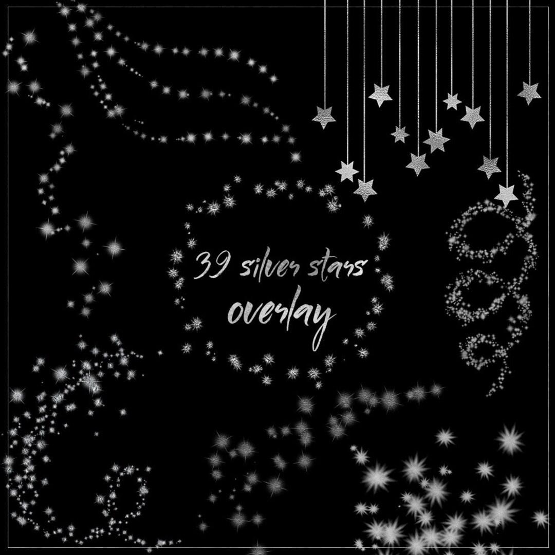 Silver Stars Clipart, Silver Star Overlay, Silver Glitter Stars, Starry ...