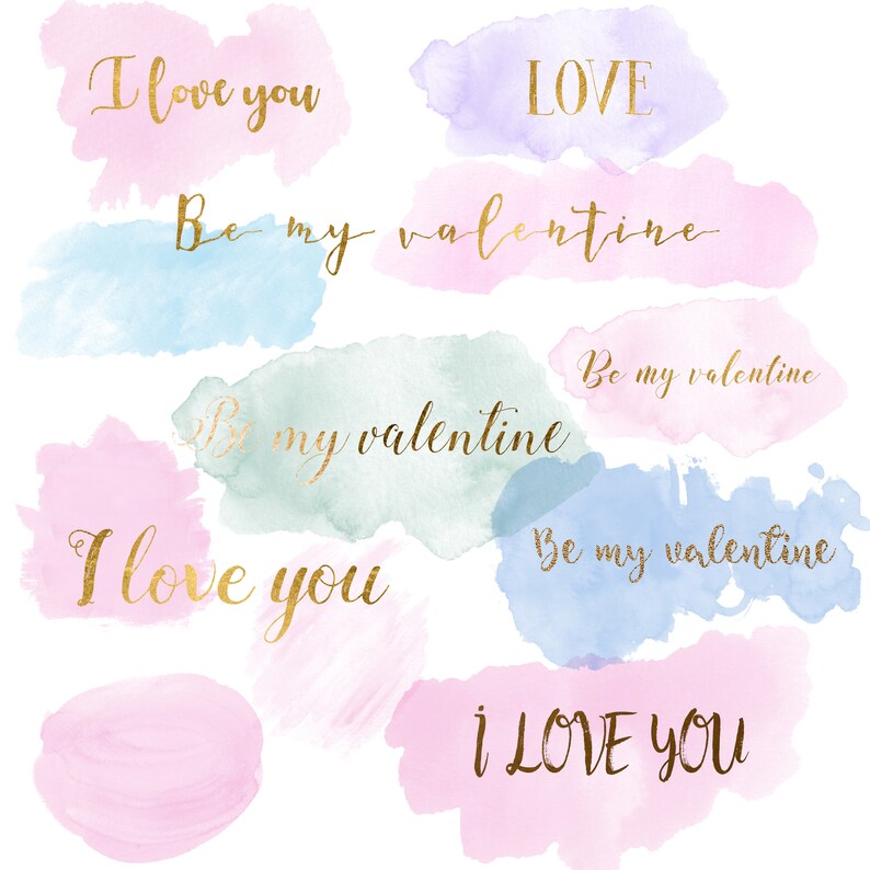 Valentine Watercolor Brush Strokes Love Watercolor Clipart - Etsy