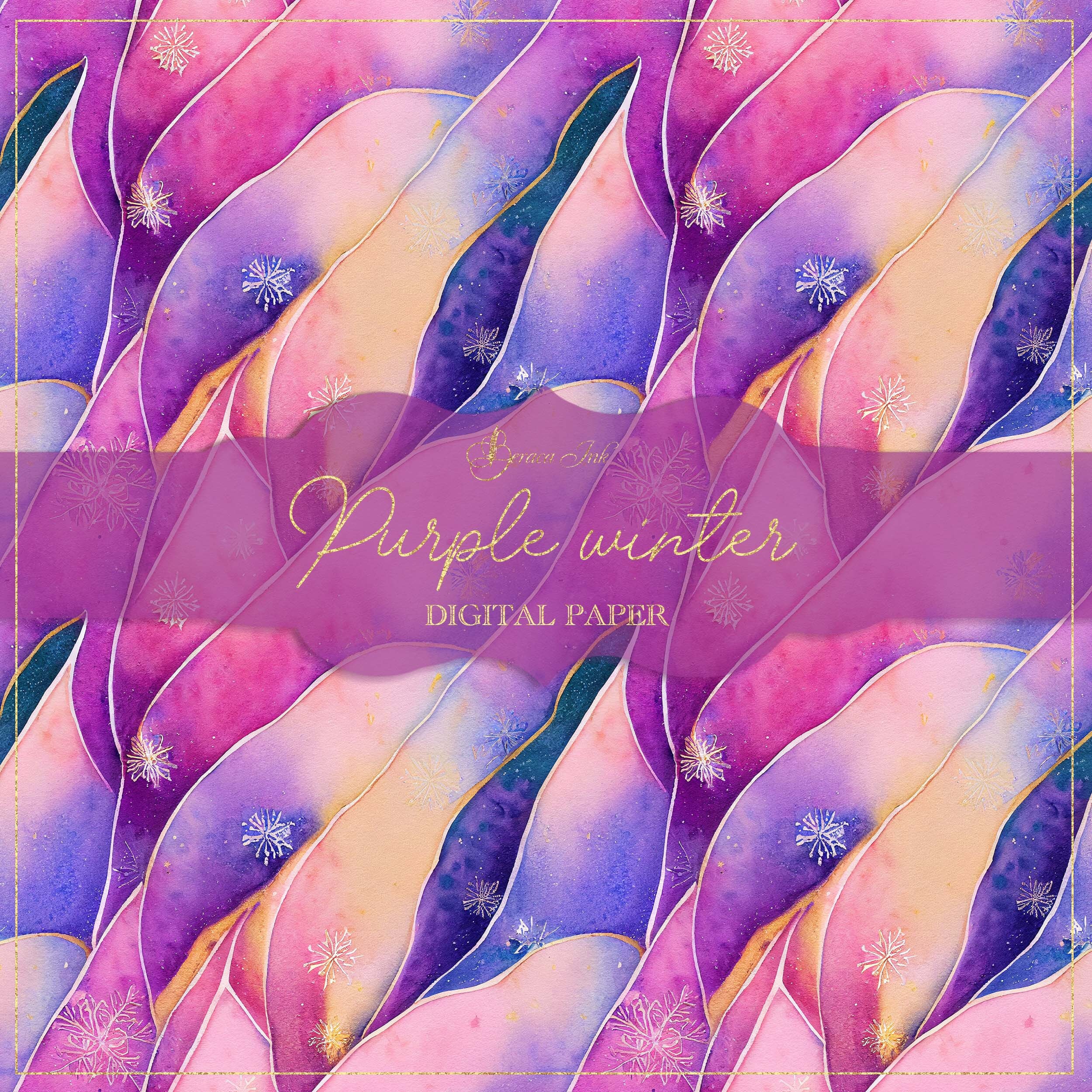 Purple Winter Digital Paper Seamless Pattern Pink - Etsy