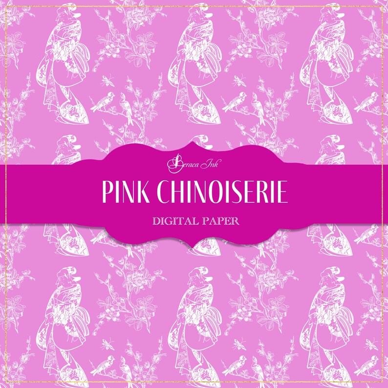 Pink Chinoiserie Digital Paper Seamless Pattern Asian | Etsy