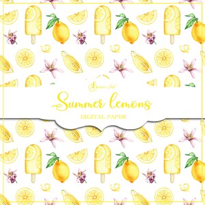 Summer Lemons Digital Paper, Seamless Pattern, Citrus Paper, Lemonade ...