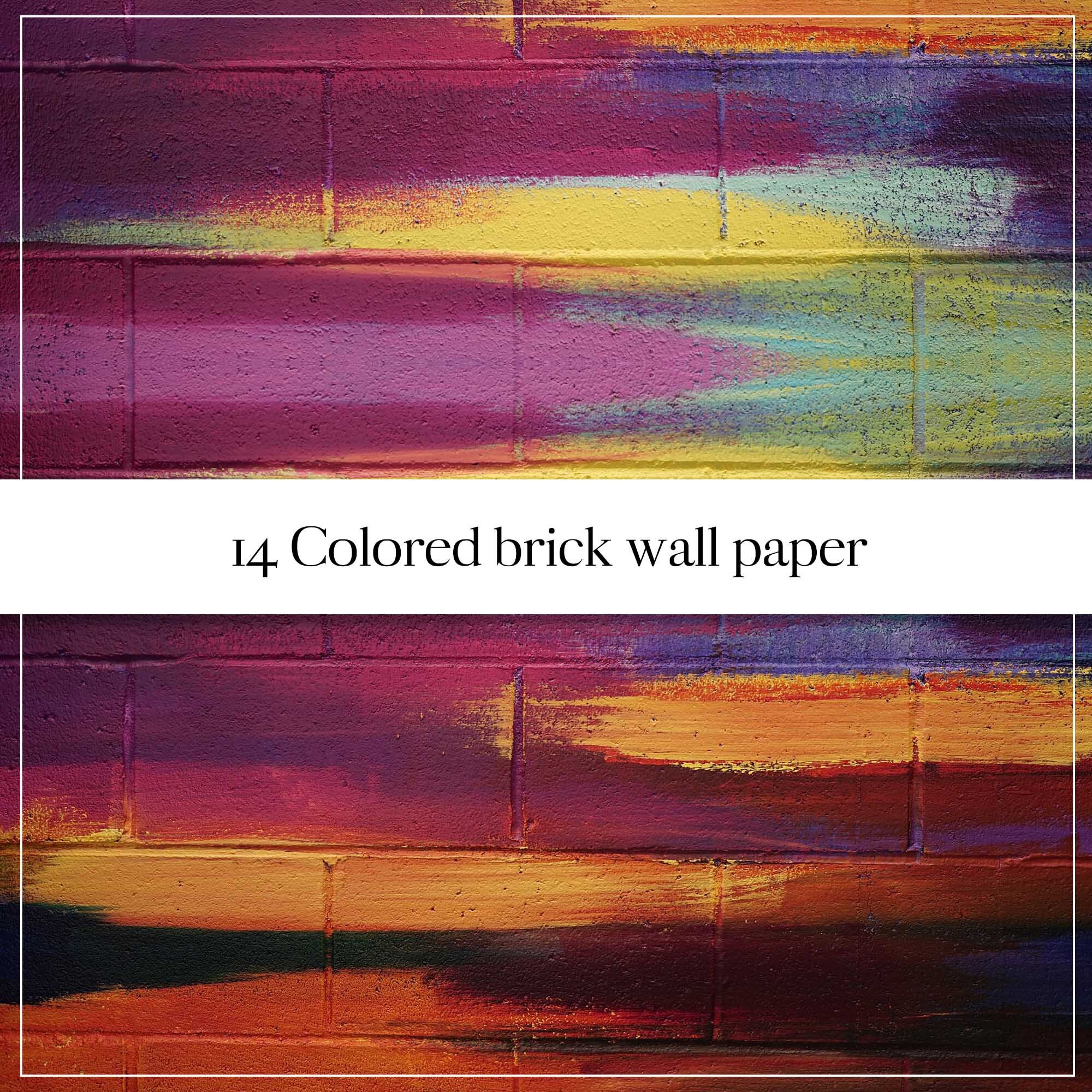 Colored Brick Wall Digital Paper, Brick Background, Red Brick, Rainbow ...