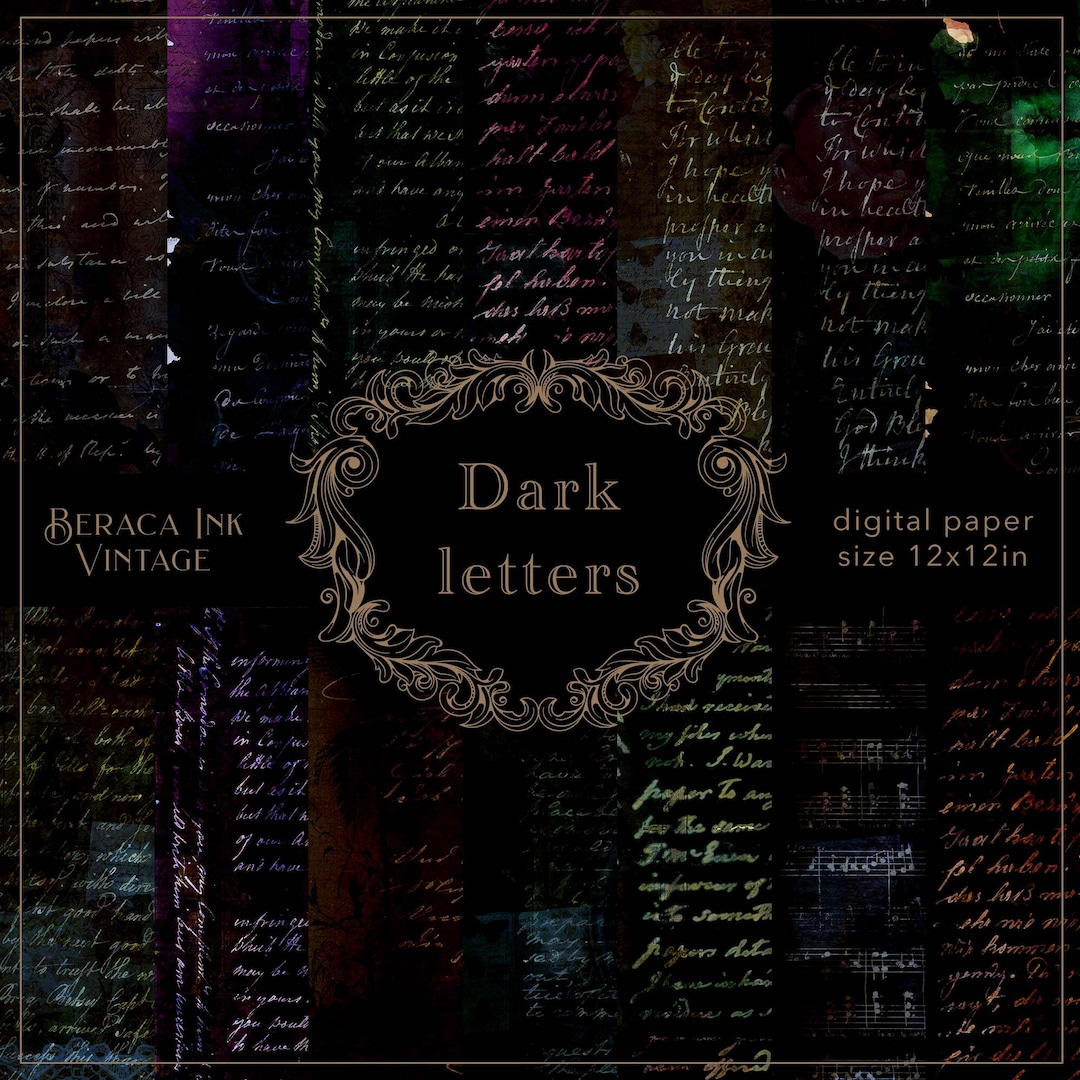 Dark Letters Digital Paper, Grunge Paper, Dark Academia, Old Paper ...