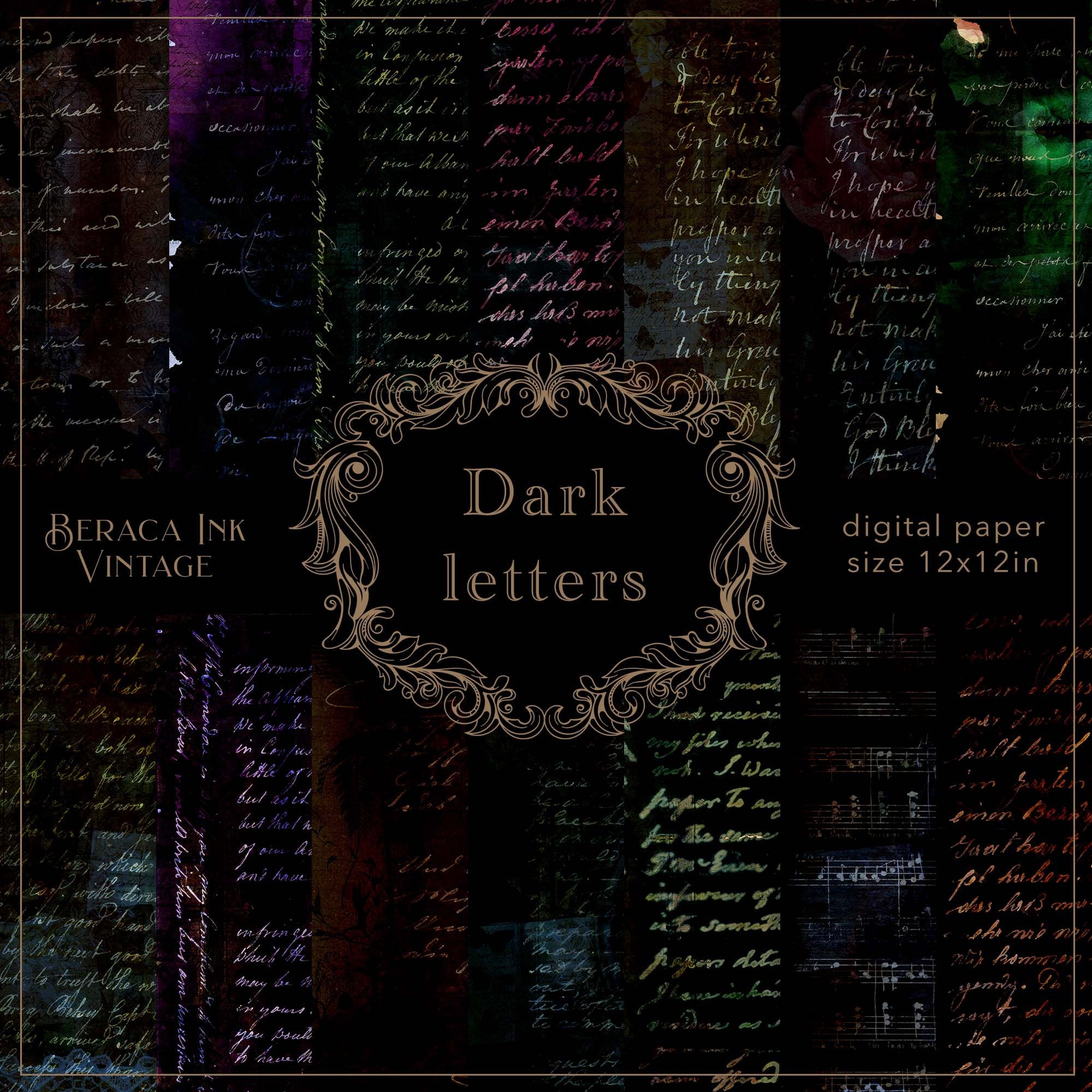 Dark Letters Digital Paper Grunge Paper Dark Academia Old - Etsy