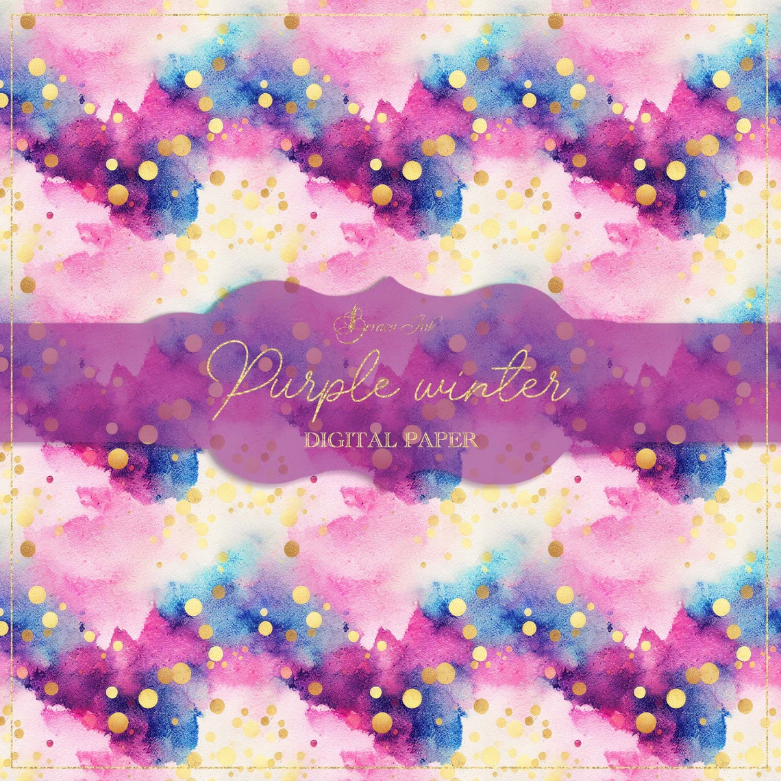 Purple Winter Digital Paper Seamless Pattern Pink - Etsy