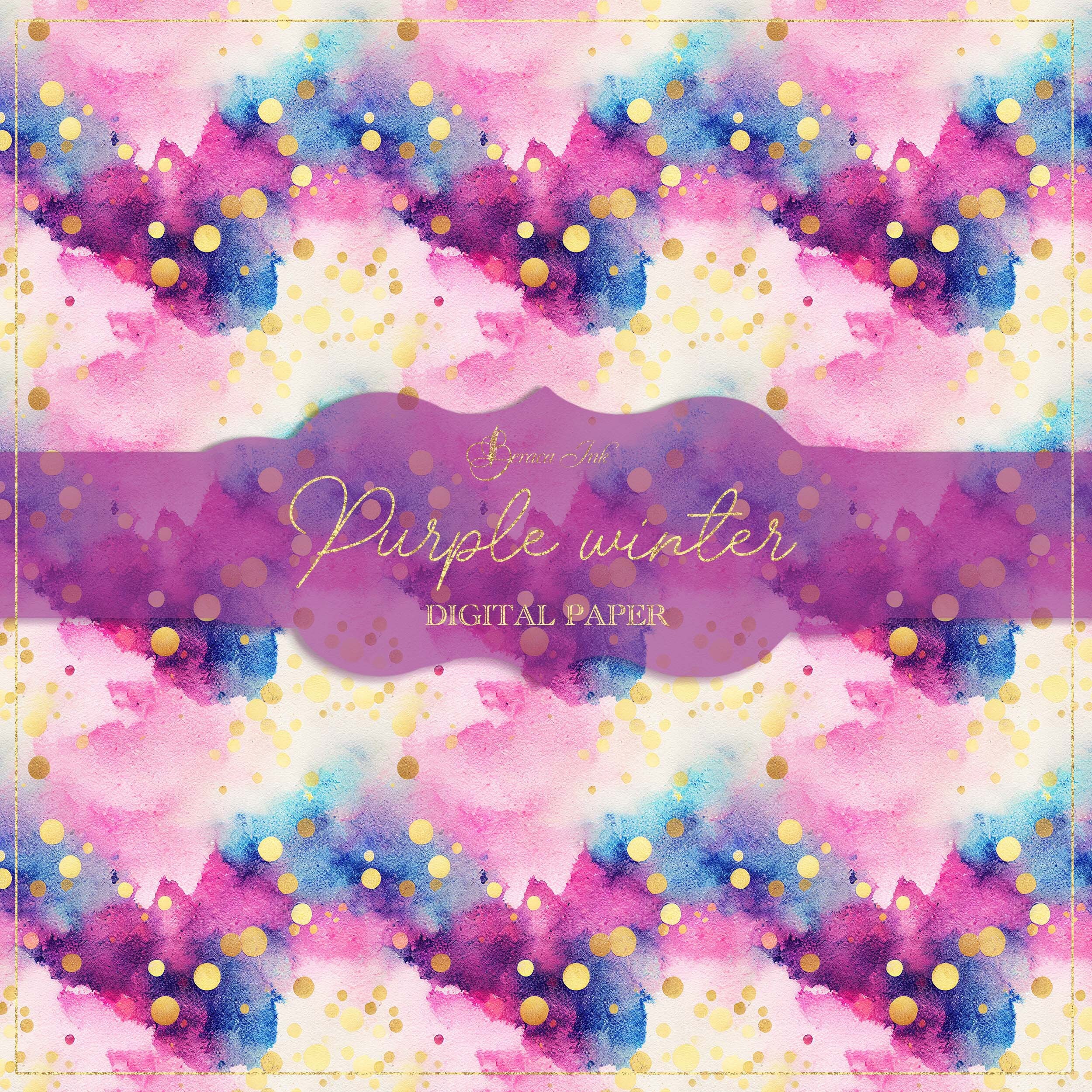 Purple Winter Digital Paper Seamless Pattern Pink - Etsy