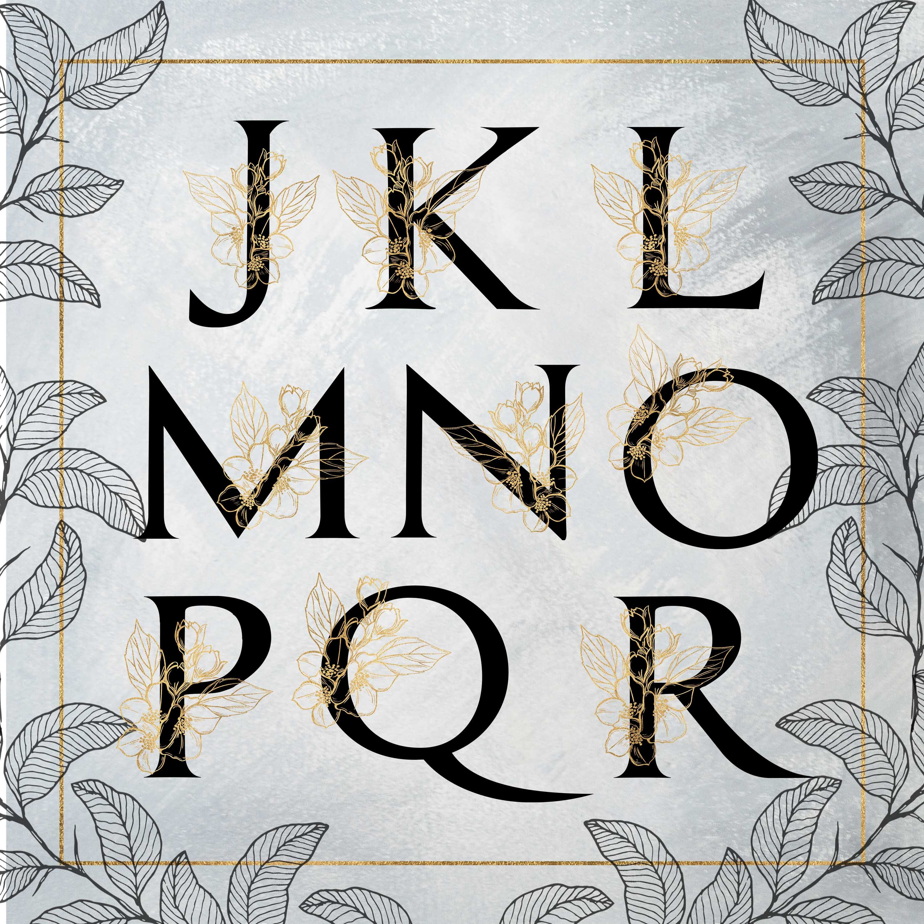 Gold Alphabet Clipart, Gold Floral Alphabet Letters, Flower Alphabet ...