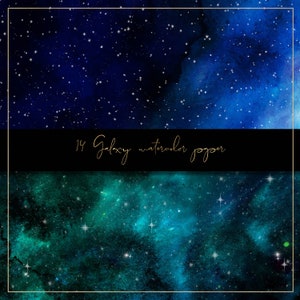 Galaxy Watercolor Digital Paper, Pattern, Stardust Background, Universe ...