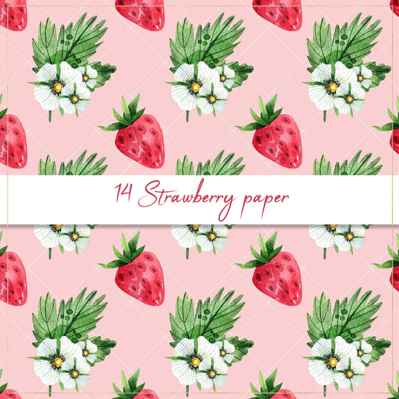 Strawberry Digital Paper Seamless Pattern Strawberry | Etsy