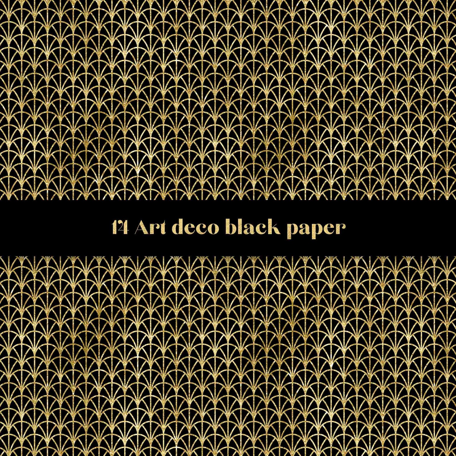 Art Deco Black Digital Paper Seamless Paper Gold Art Deco - Etsy