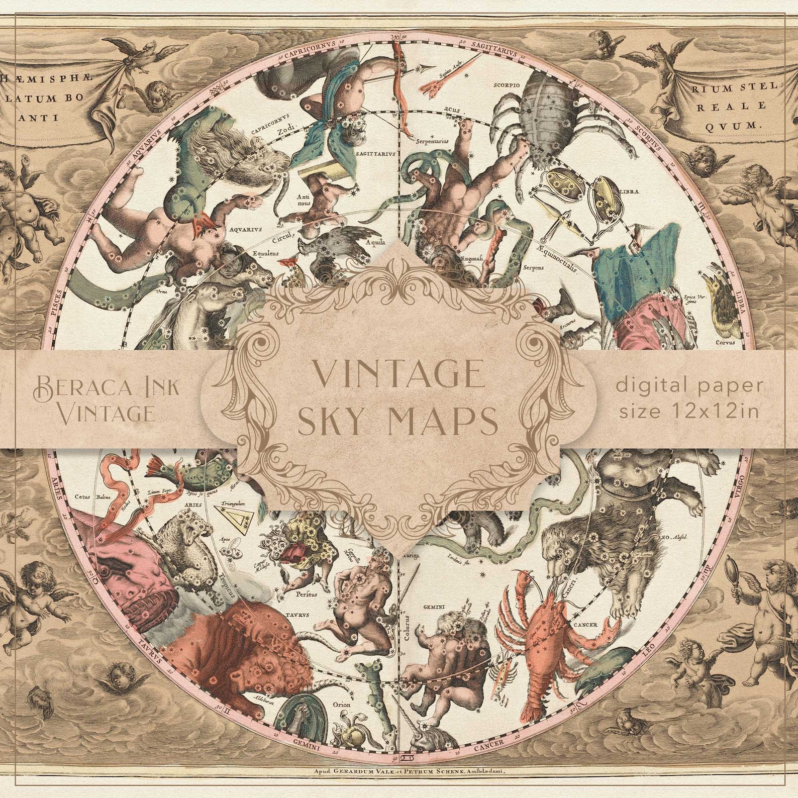 Vintage Sky Maps Digital Paper Antique Maps Junk Journal - Etsy