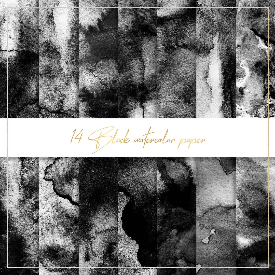 Dark Black Watercolor Digital Paper, Black Background, Watercolor ...