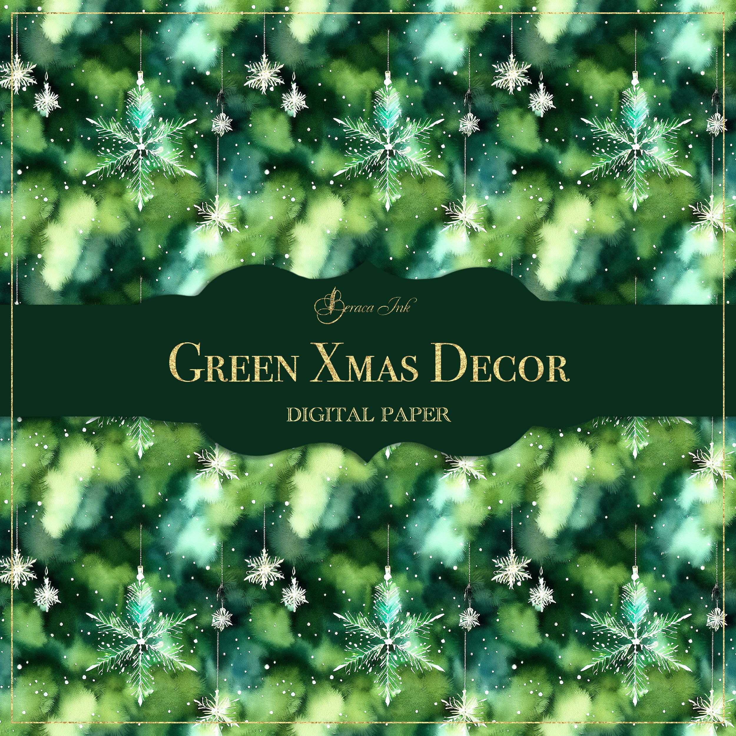 Green Xmas Decor Digital Paper Seamless Pattern Christmas - Etsy